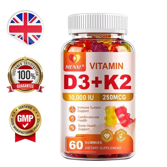 250MCG VITAMINS K2 + D3 Gummies - for Kids & Adult Bones, Immune ...