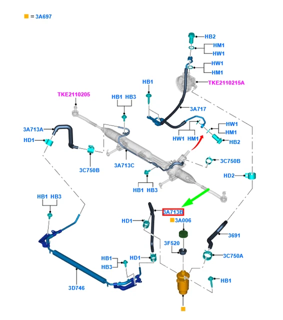 FORD RANGER T6 MK1 Power Steering Hose Pipe 1723704 AB31-3A713-BB NEW ...