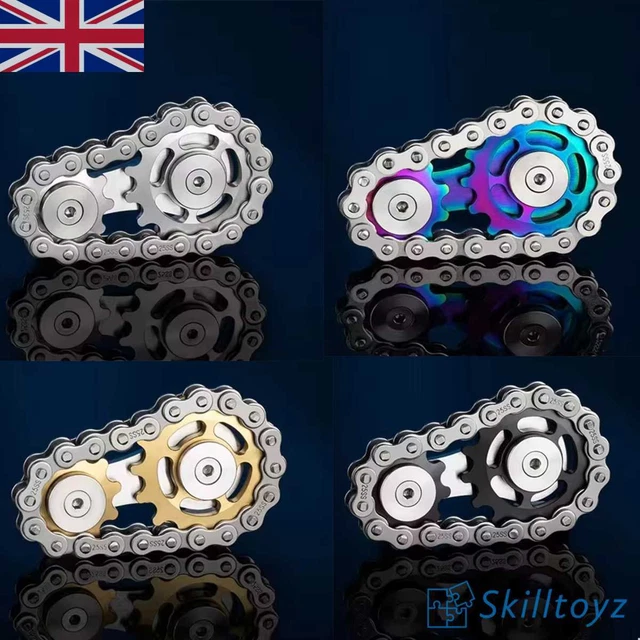 FIDGET BIKE CHAIN 2 Cogs Sprockets Flywheel Finger Spinner Gear Gadget ...