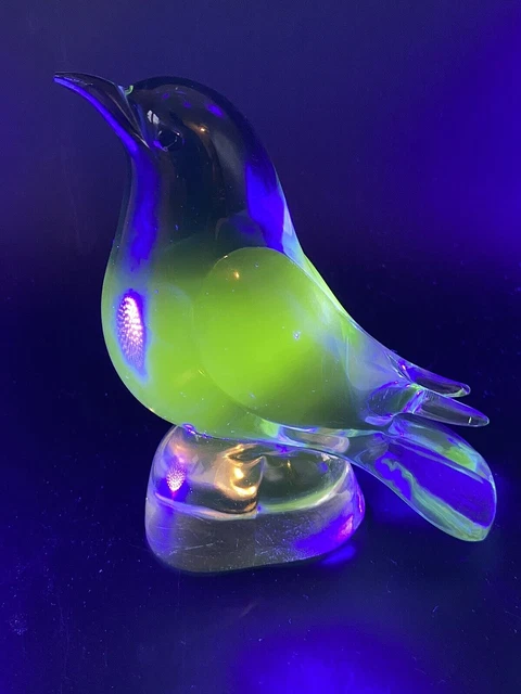 VINTAGE MURANO URANIUM glass pigeon dove bird sculpture attrib. Elio ...