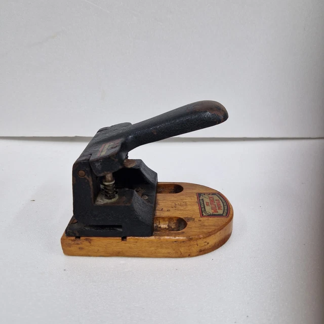 VINTAGE INDUSTRIAL OFFICE heavy duty black cast iron hole punch THE ...