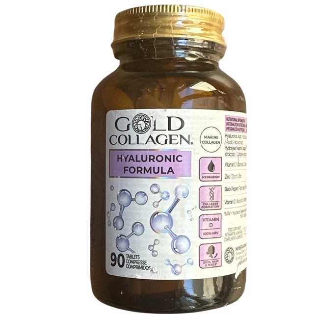 GOLD COLLAGEN HYALURONIC Formula Beauty Supplement 90 Tablets ex 06/26 ...