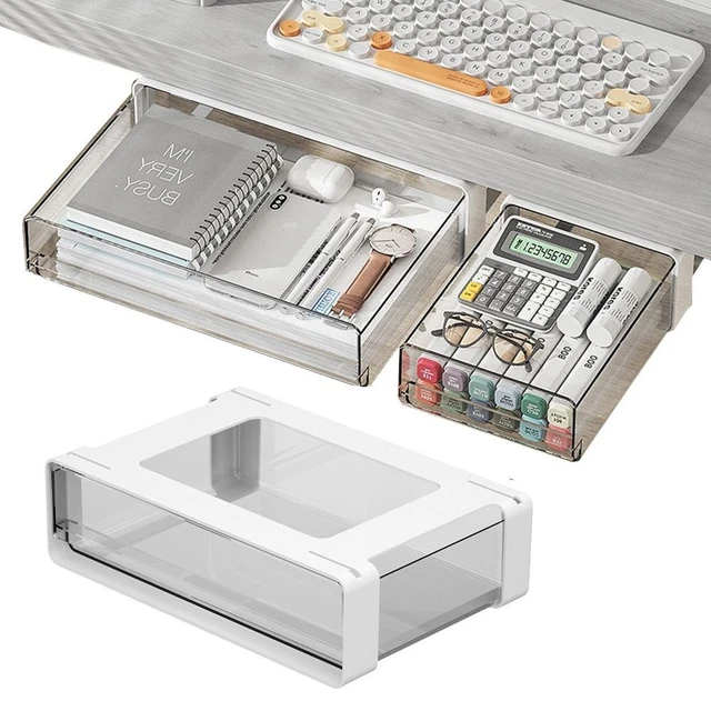 1 PACK UNDER Desk Table Drawer Tray Organizer Hidden Storage Box Self ...