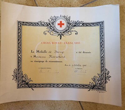 DIPLOME MEDAILLE DE Bronze Croix Rouge Infirmiere 1916 1914-1918 Ww1 ...