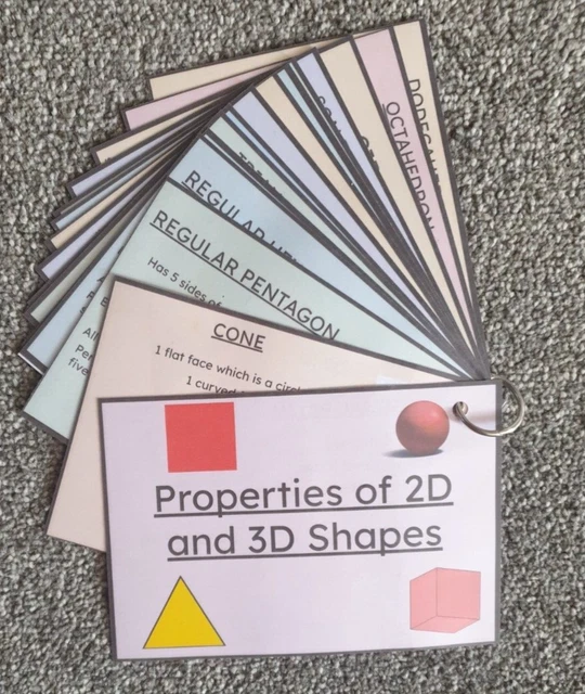 2d And 3d Shapes Definitions Flashcards Ks2 Sats Maths Numeracy £2 50 Picclick Uk