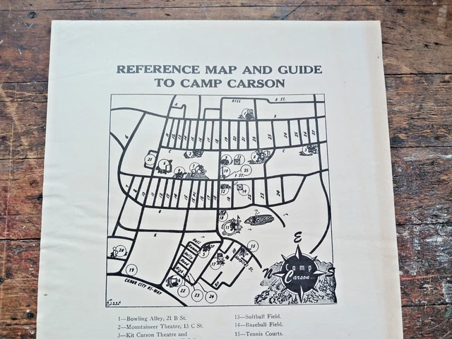 1940'S WW2 INFANTRY Soldiers Reference Map & Guide To Camp Carson ...