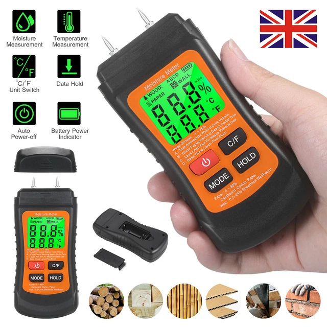DIGITAL MOISTURE DETECTOR Damp Meter Brick Wood Screed Wallpaper ...