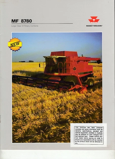 1997 MASSEY FERGUSON MF 8780 ROTARY COMBINE HARVESTER US 8p Brochure ...