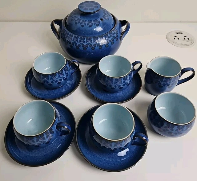 VINTAGE DENBY MIDNIGHT Blue 11 Piece Stoneware Pottery England Set £160 ...