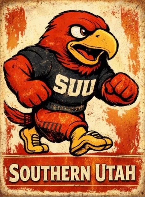 NCAA COLLEGE LOGO Mascot Poster Decor 12x8in Metal Sign southern Utah £ ...