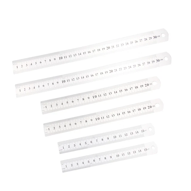 6 PCS GRADUATED Steel Ruler Office Double Scale Measure Straight Rulers ...
