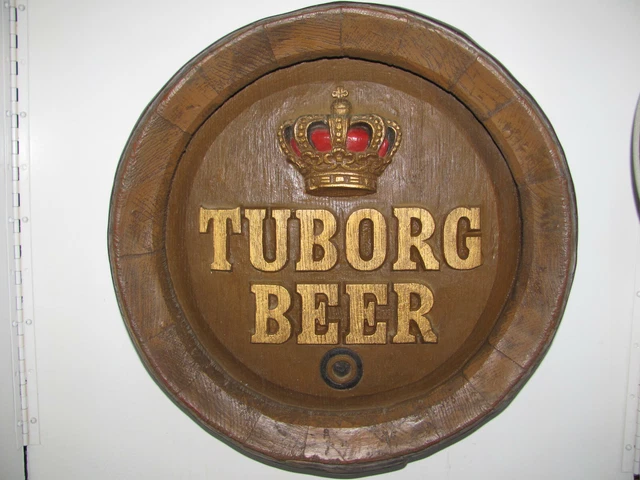 VINTAGE LARGE TUBORG Beer Styrofoam Beer Barrel End Wall Hanging In VG ...