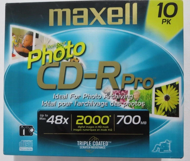 MAXELL PHOTO &TRIPLE Coated" CD-R Pro 48x 700mb 10 Pack New Sealed ...