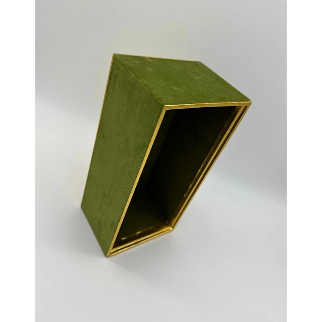 VINTAGE FABREGE BOX Avocado Green Velvet Storage Container Rectangle ...