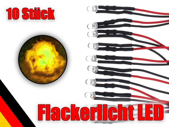 10X ANSCHLUSSFERTIG VERKABELT Flacker LED 3mm GELB Flackerlicht ...