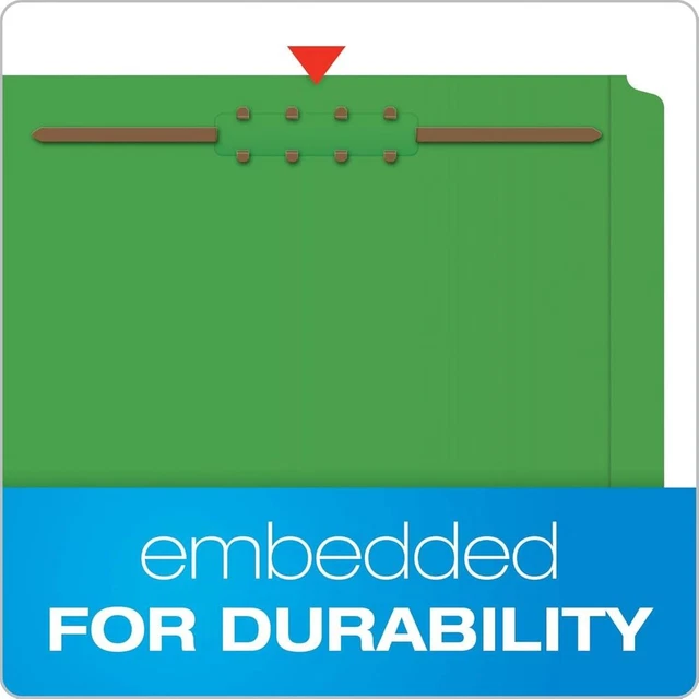 FASTENER FOLDERS, 2 Fasteners, Letter Size, Green, 1/3 Cut Tabs in Left ...