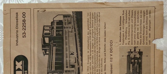 TRIX EXPRESS INDUSTRIE-DIESELLOK 53-2258-00 Anleitung 1972 EUR 24,99 ...