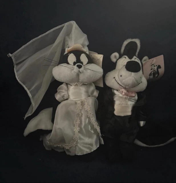 LOONEY TUNES VINTAGE Pepe Le Pew & Penelope Wedding Bean Bag Plush Soft ...