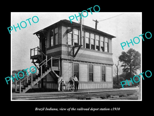 OLD LARGE HISTORIC PHOTO OF BRAZIL INDIANA THE RAILROAD DEPOT STATION ...