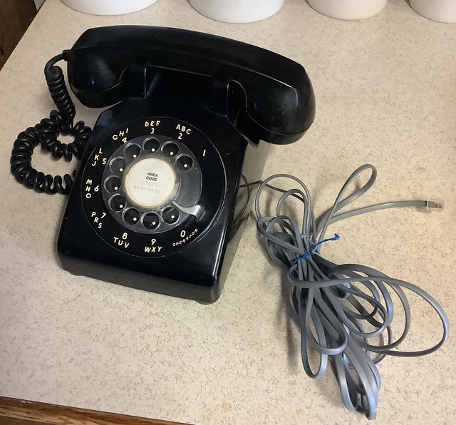 VINTAGE WESTERN ELECTRIC Black Rotary Dial Desk Phone Kellogg ITT ...