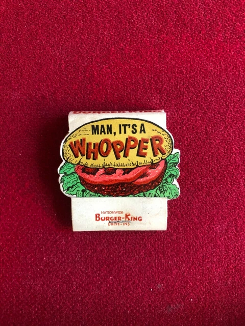 1950-60'S, BURGER KING (Old Logo) "Un-Used" WHOPPER Match Book (RARE ...