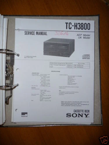 SERVICE MANUAL SONY TC-H3800 Cassette Deck, ORIGINAL! £4.48 - PicClick UK