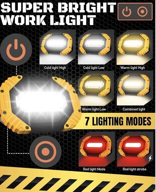 2025 UPGRADED 30W LED Rechargeable Work Light with Digital Display ...