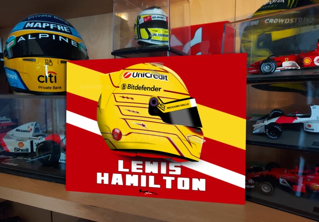 LEWIS HAMILTON 2025 Helmet F1 Metal Sign/Mountboard Display - Scuderia ...