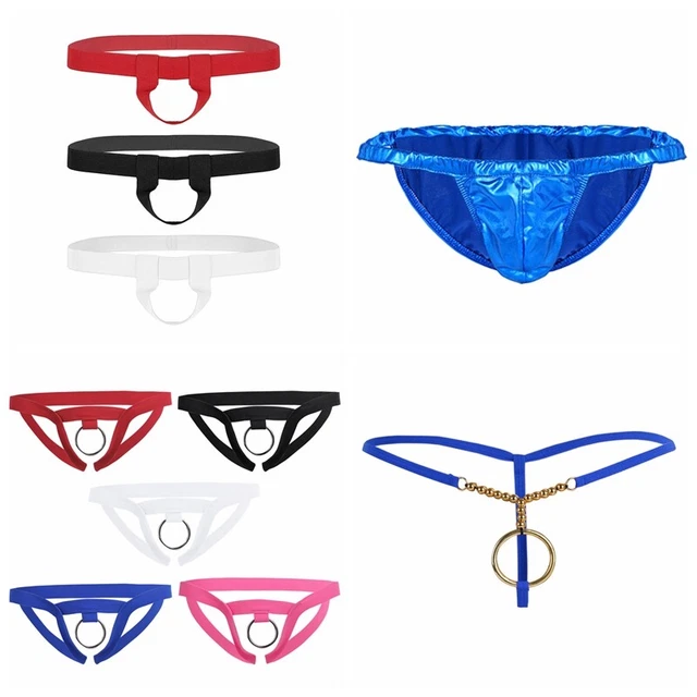 MEN JOCK STRAP Briefs Shiny Thong G-string Bikini Open Crotch Lingerie ...