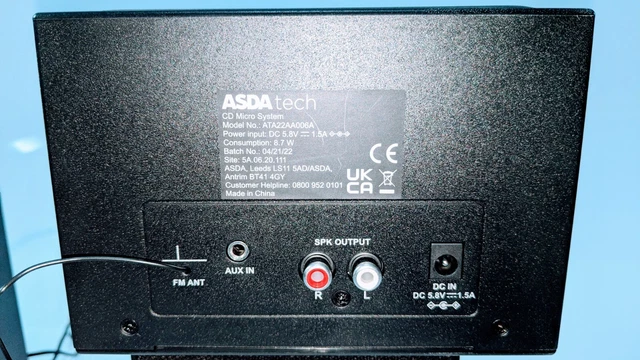 ASDA TECH HIFI System With CD player And FM Radio £24.99 - PicClick UK