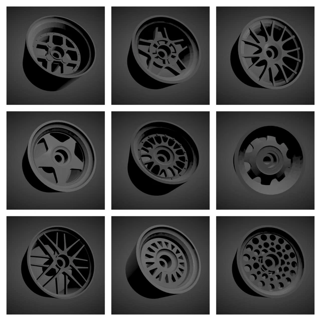 1:64 SCALE CUSTOM 3D Printed Wheels for Hot Wheels Majorette Matchbox ...