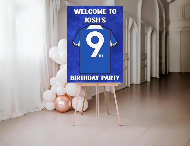 PERSONALISED FOOTBALL SHIRT Birthday Sign Party Decorations Welcome ...