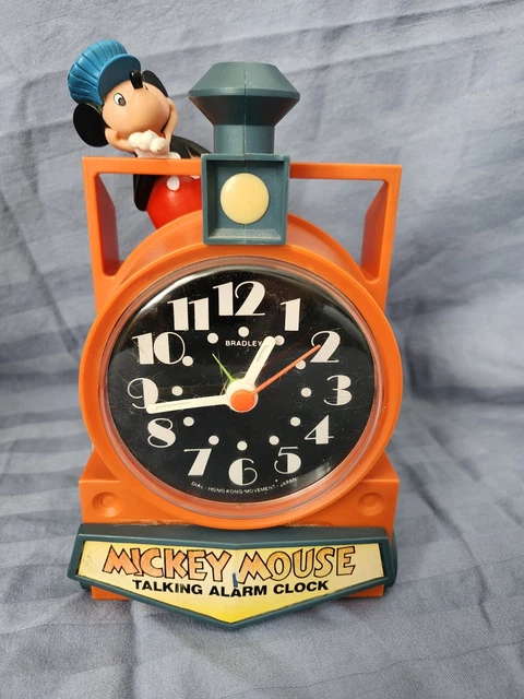 WORKING OLD DISNEY Mickey Mouse Train Conductor Talking Alarm Clock ...