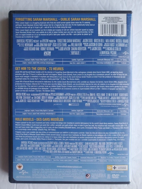 UNIVERSAL STUDIOS TRIPLE Feature Comedy DVD Role Modes/Get Him To The ...