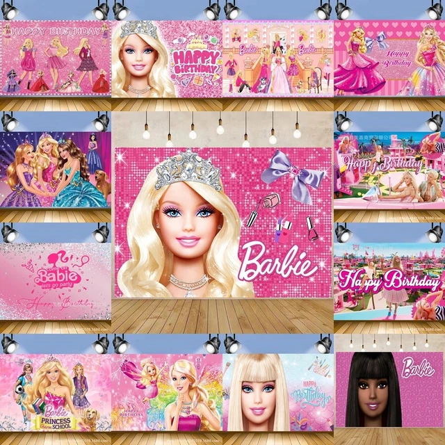 GIRL BARBIE DOLL Princess Backdrop Birthday Party Banner Home Studio ...