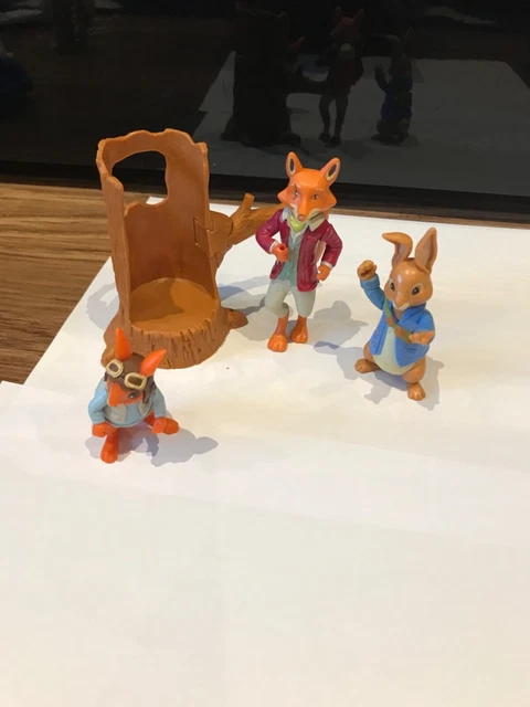 PETER RABBIT POSEABLE mr Tod the fox & tree stump figures Bundle rare ...