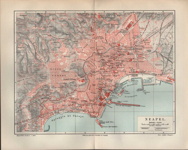 MAP MAP OF the city plan 1897: STADTPLAN NAPLES. SURROUNDINGS OF NAPLES ...