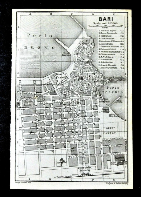 1887 OLD MAP TOPOGRAFICA DI BARI E GOLFO DI TARANTO (A/R) Wagner ...