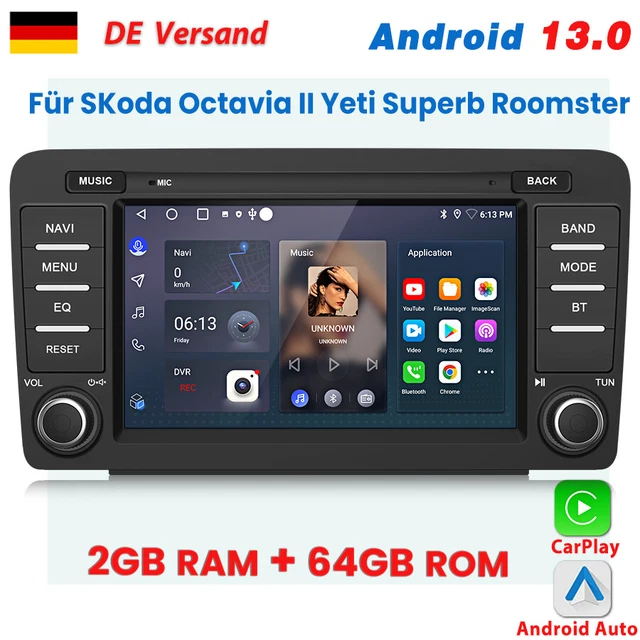 DAB+ 2+64GB FÜR SKoda Octavia II 2004-2013 Android 13 Autoradio Carplay GPS NAVI EUR 151,99 ...