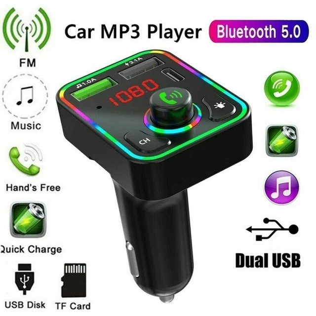 2PCS BLUETOOTH CAR Wireless FM Transmitter Adapter 2x USB PD Charger ...
