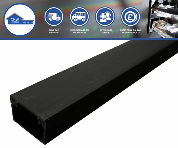 SELF ADHESIVE BLACK Mini Trunking - 2 Sizes Available - 3m - Cable ...