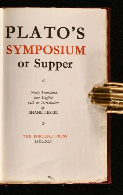C1930 PLATON'S SYMPOSIUM oder Abendessen Shane Leslie Fortune Press ...