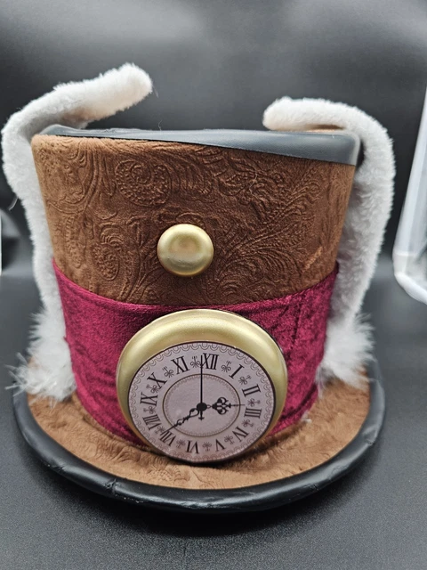 ALICE IN WONDERLAND Mad Hatter White Rabbit Top Hat Adult Costume Bunny ...