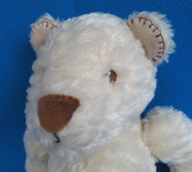 BEIGE CREAM PLUSH TEDDY BEAR STITCHED soft toy BELL RATTLE COMFORTER ...