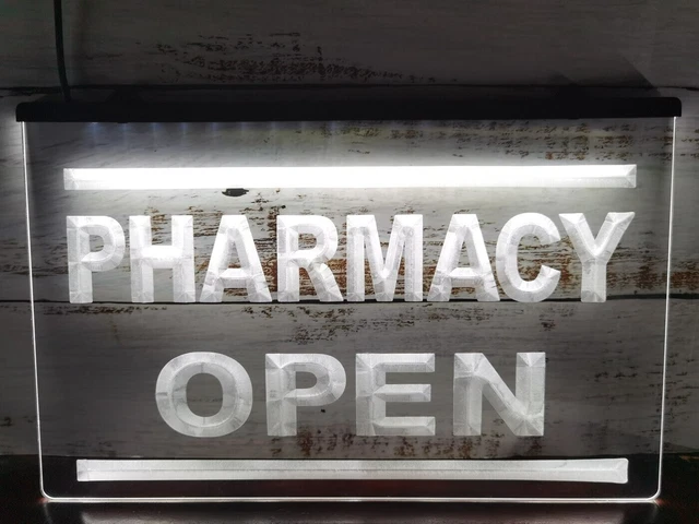 PHARMACY NOW OPEN LED Neon Light Sign Drug Store Business Display Wall ...