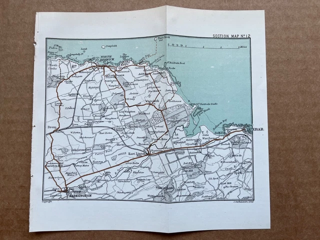 SCOTLAND MAP NORTH Berwick and neighbourhood antique chromolithograph ...