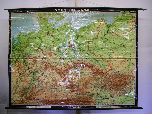 SCHOOL WALL MAP wall map map map Germany 1937 FRG GDR 212x161 1967 £49. ...