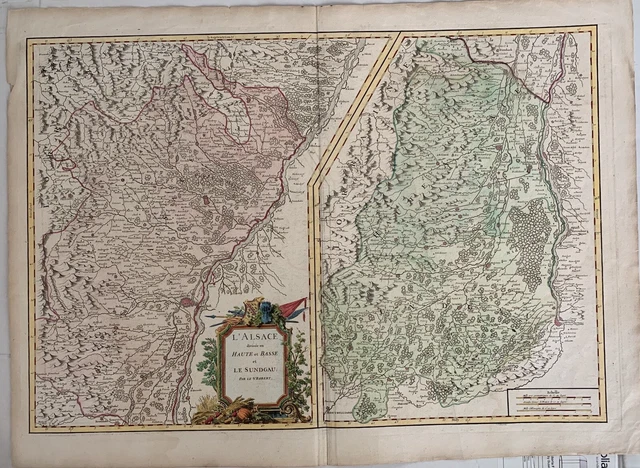 MAP OF HIGH And Low Alsace And Sundgau By St Robert 1754 £299.10 ...