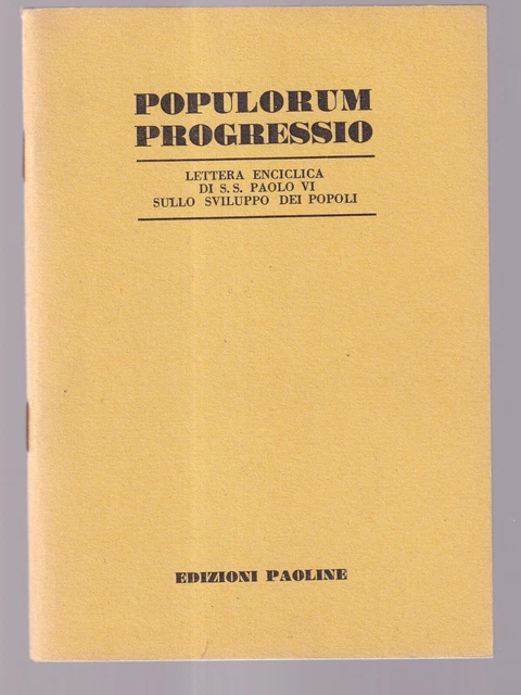 LIBRETTO POPULORUM PROGRESSIO Lettera Enciclica Paolo VI SCV1 EUR 4,90 ...