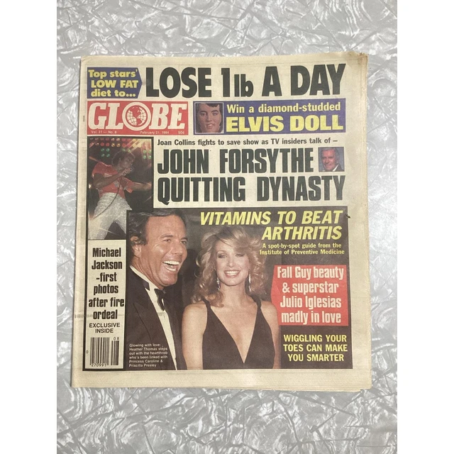 VINTAGE 1984 GLOBE Tabloid Gossip Magazine Newspaper Heather Thomas ...